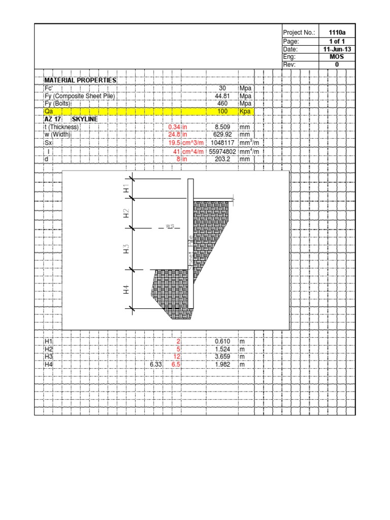 Sheet Pile Design Sample | PDF | Geotechnical Engineering | Engineering