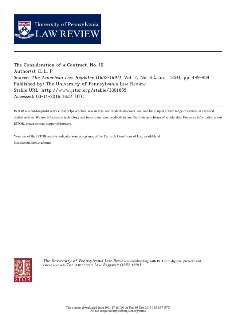 The Consideration of A Contracto N.º III | PDF | Consideration ...