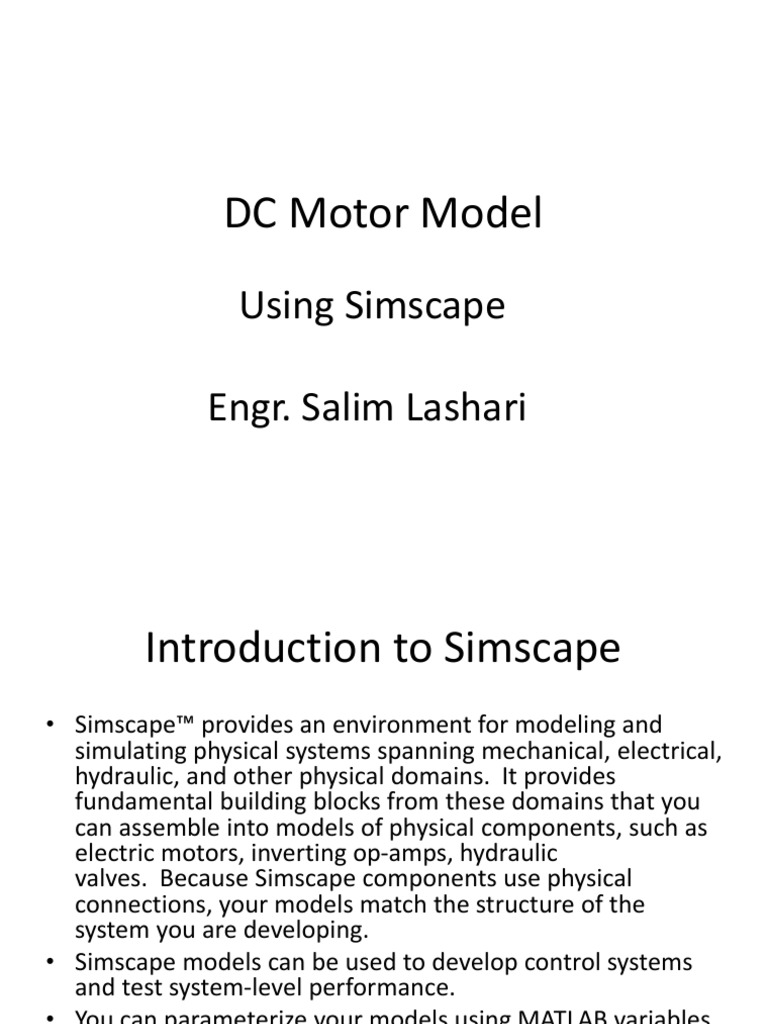 DC Motor Model Using Simscape | PDF | Parameter (Computer Programming ...