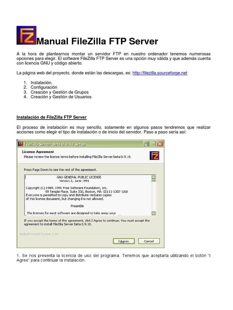 Manual FileZilla FTP Server y Cliente | PDF | Protocolo de transferencia de archivos | Archivo ...