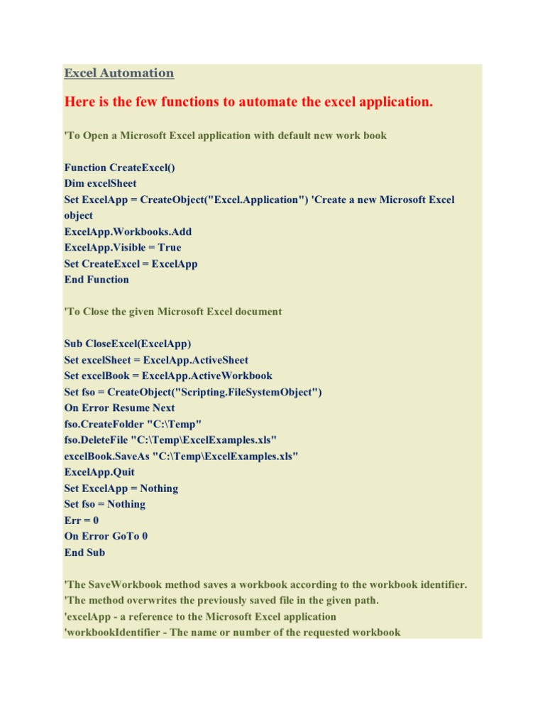 Excel Automation | PDF