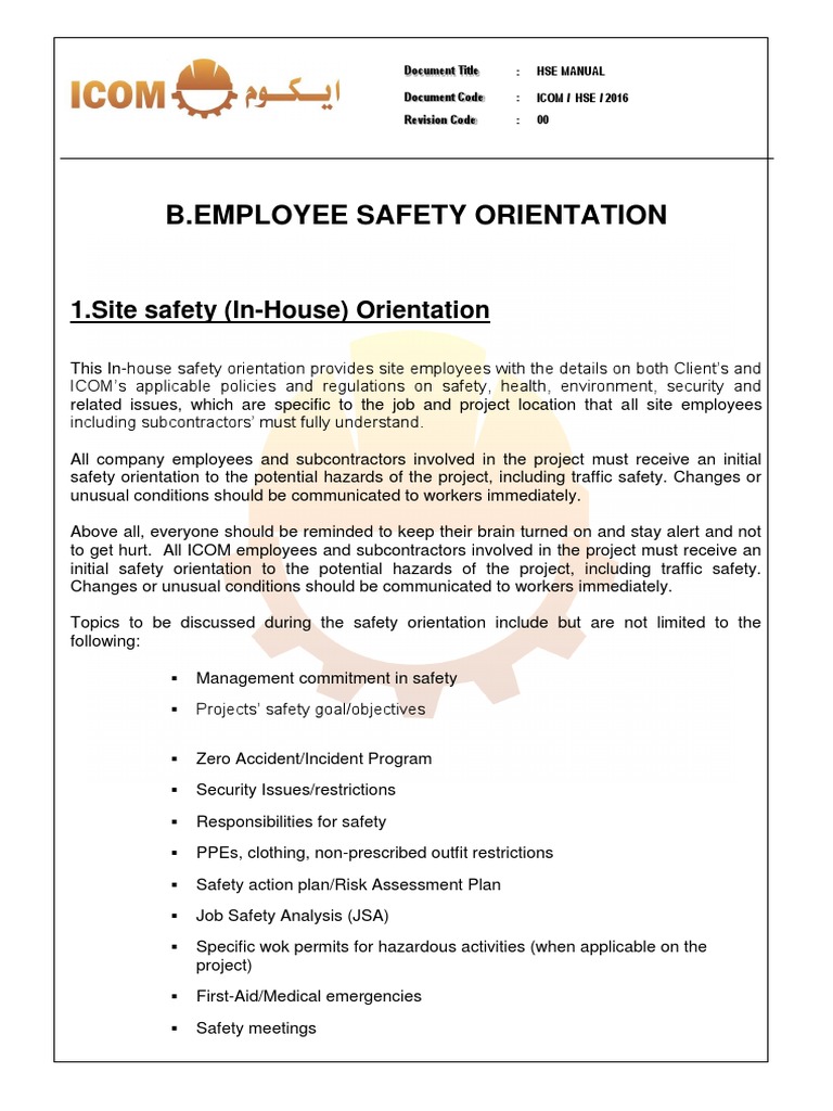 B.Employee Safety Orientation | PDF | Safety | Prevention