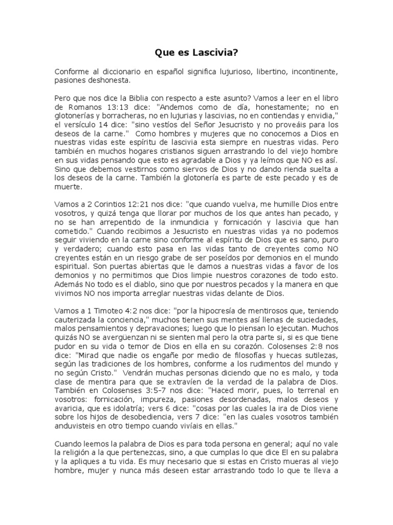 Que Es Lascivia | PDF | Pecado | Demonios