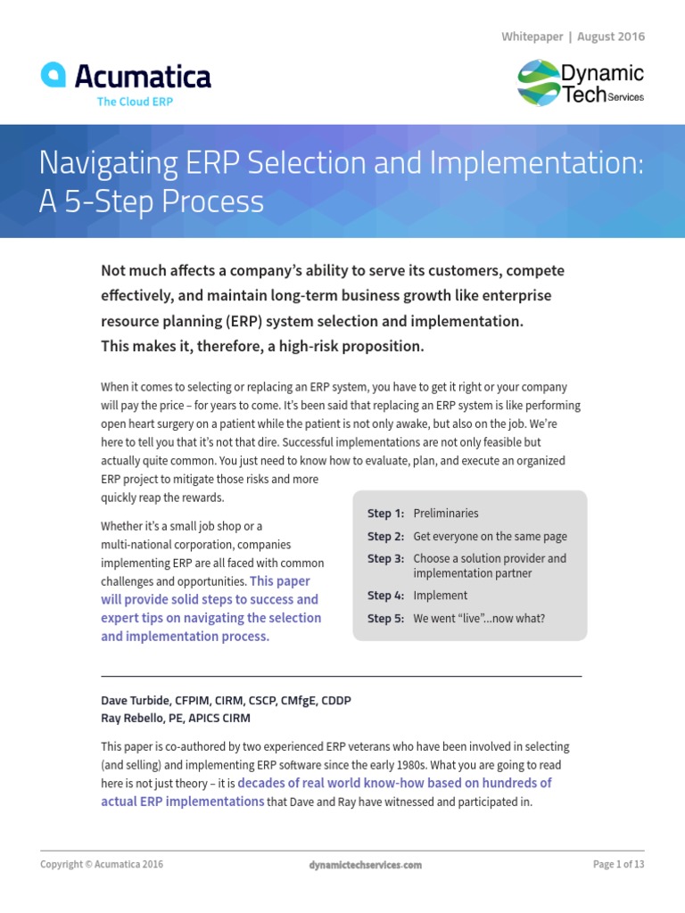 Navigating ERP Selection Implementation 5 Step Process | PDF | Enterprise Resource Planning ...