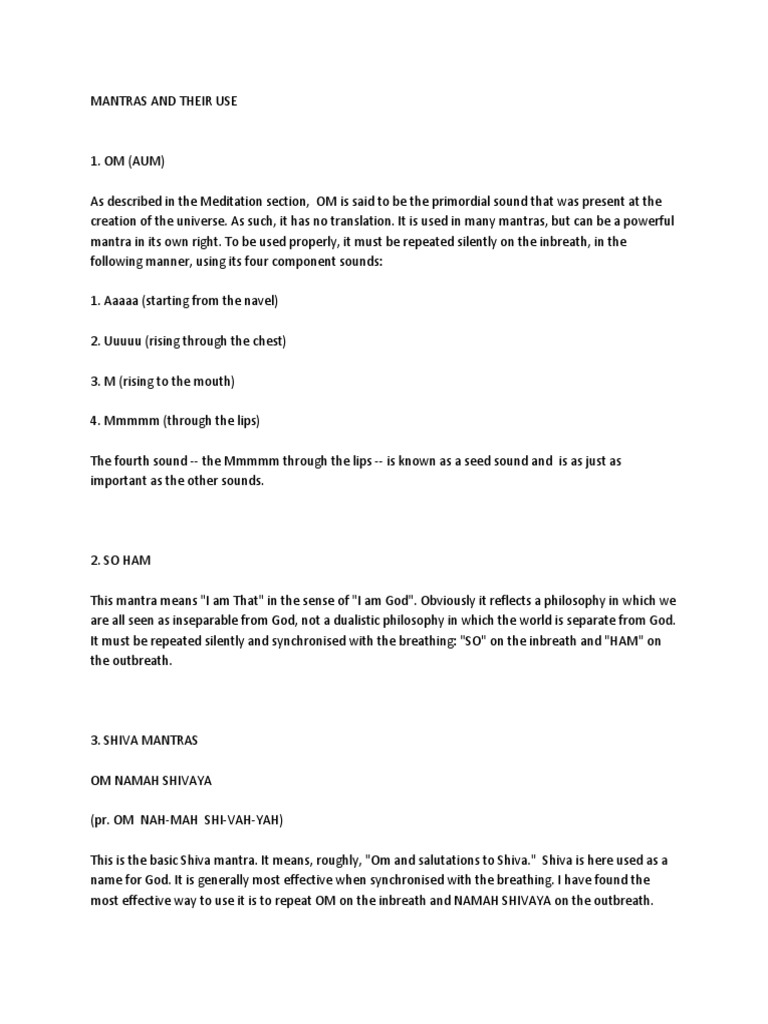 A Comprehensive Guide to Mantras: Their Uses and Benefits | PDF ...