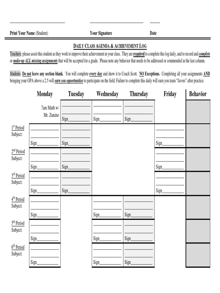 2017 Weekly Accountability Log | Download Free PDF | Students | Further ...