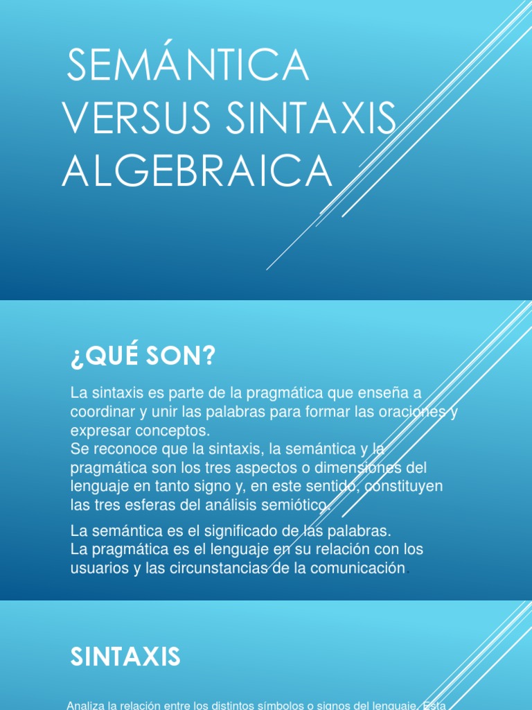 Semántica Versus Sintaxis Algebraica | Descargar gratis PDF | Sintaxis ...