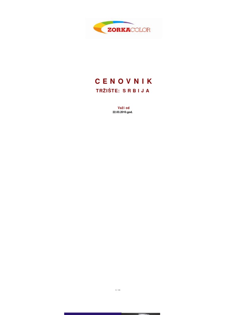 Zorka Color Deco Cenovnik 2010 | PDF