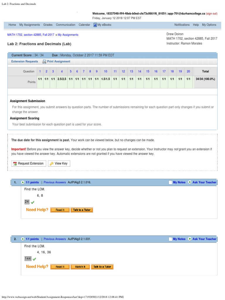Lab 2 Fractions and Decimals | PDF | Fraction (Mathematics) | Notation