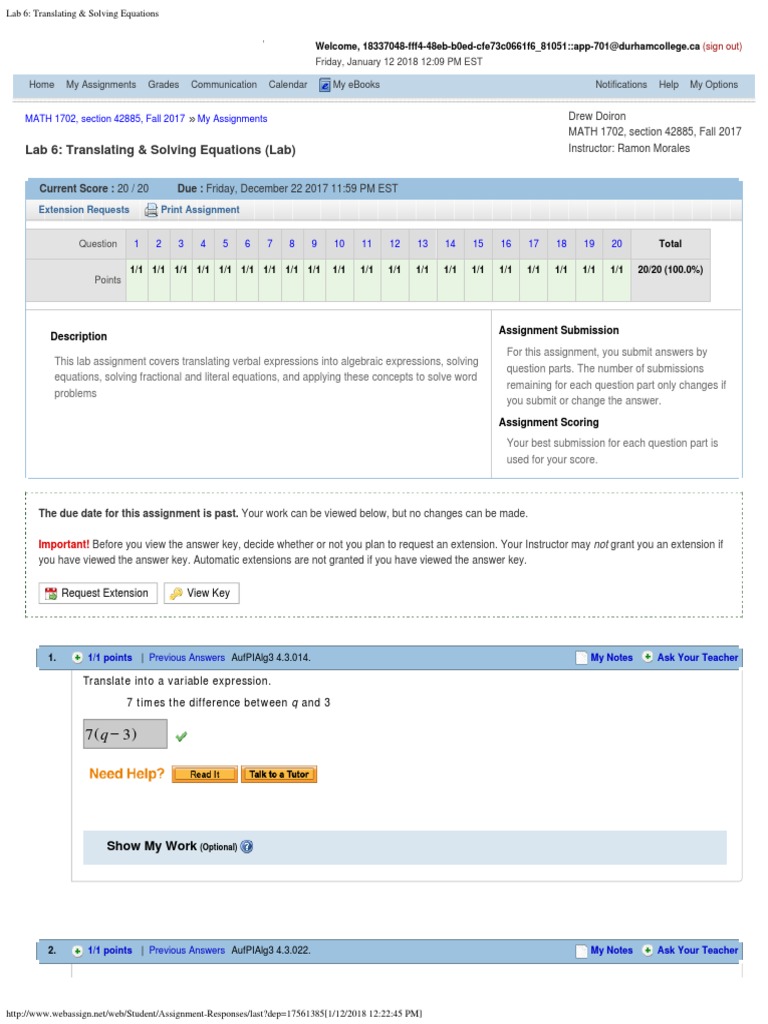 Lab 6 Translating Solving Equations | PDF | Equations | Teaching ...