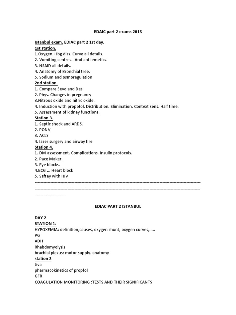 EDAIC Part 2 Exams 2015, 2014, 2013 | PDF | Anesthesia | Heart