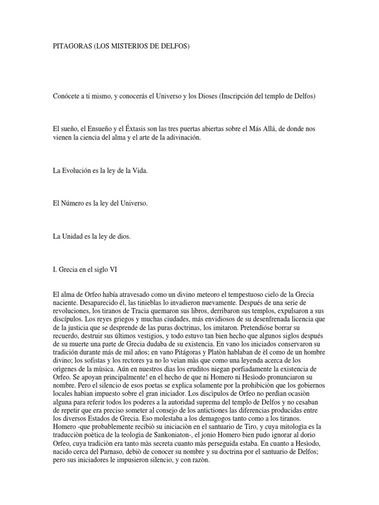 (Anónimo) Pitágoras Y Los Misterios de Delfos | PDF | Apolo | Dioniso