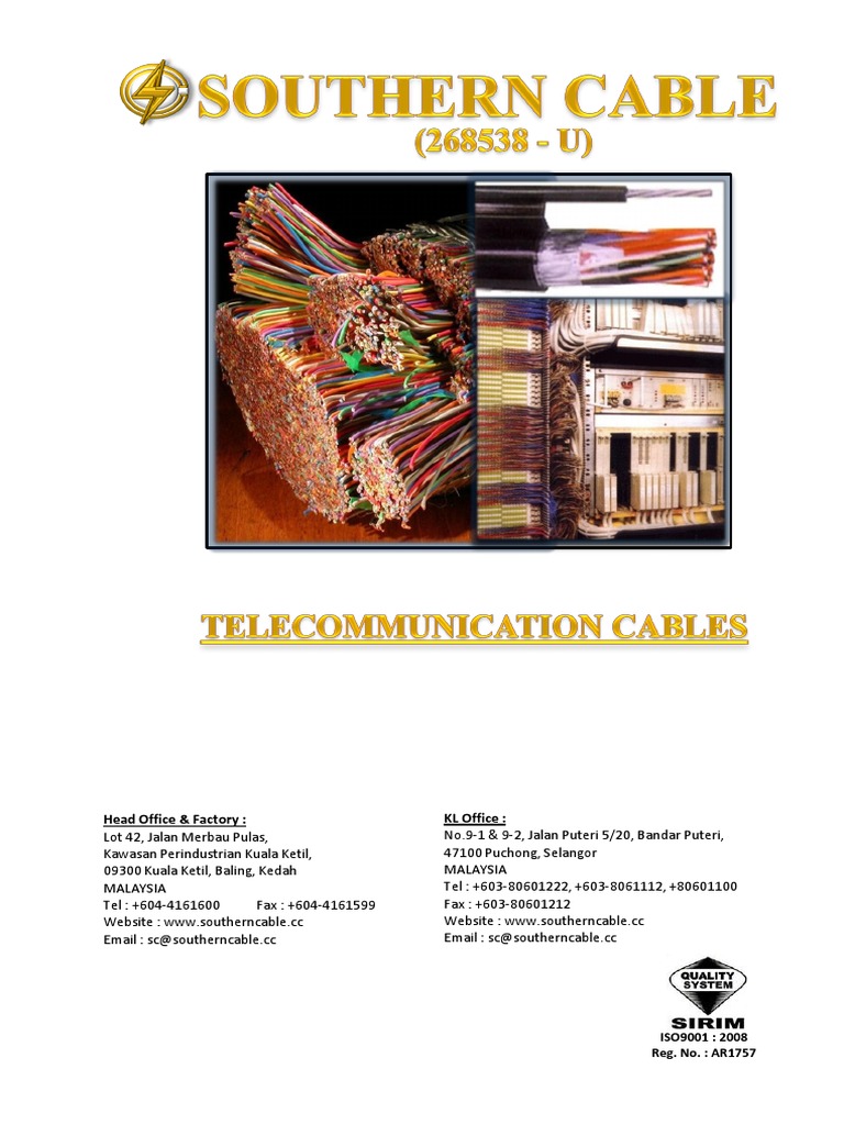 Southern Telephone Cable Specifications | PDF | Coaxial Cable | Wire
