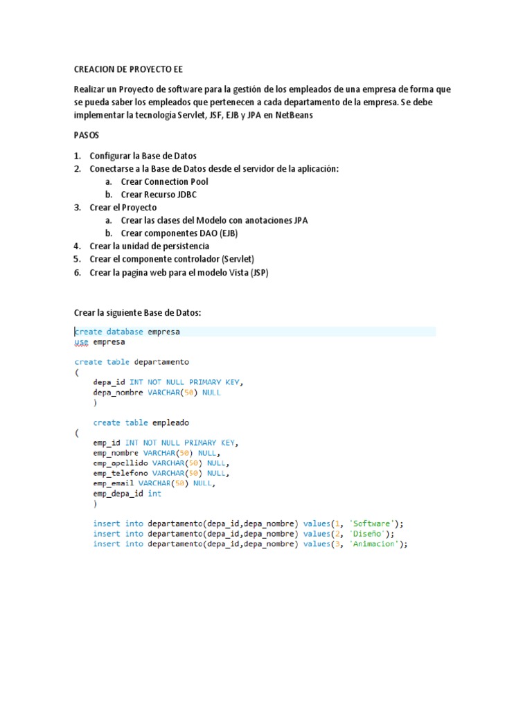 Creacion de Proyecto Ee | PDF | Páginas del servidor Java | Enterprise Java Beans