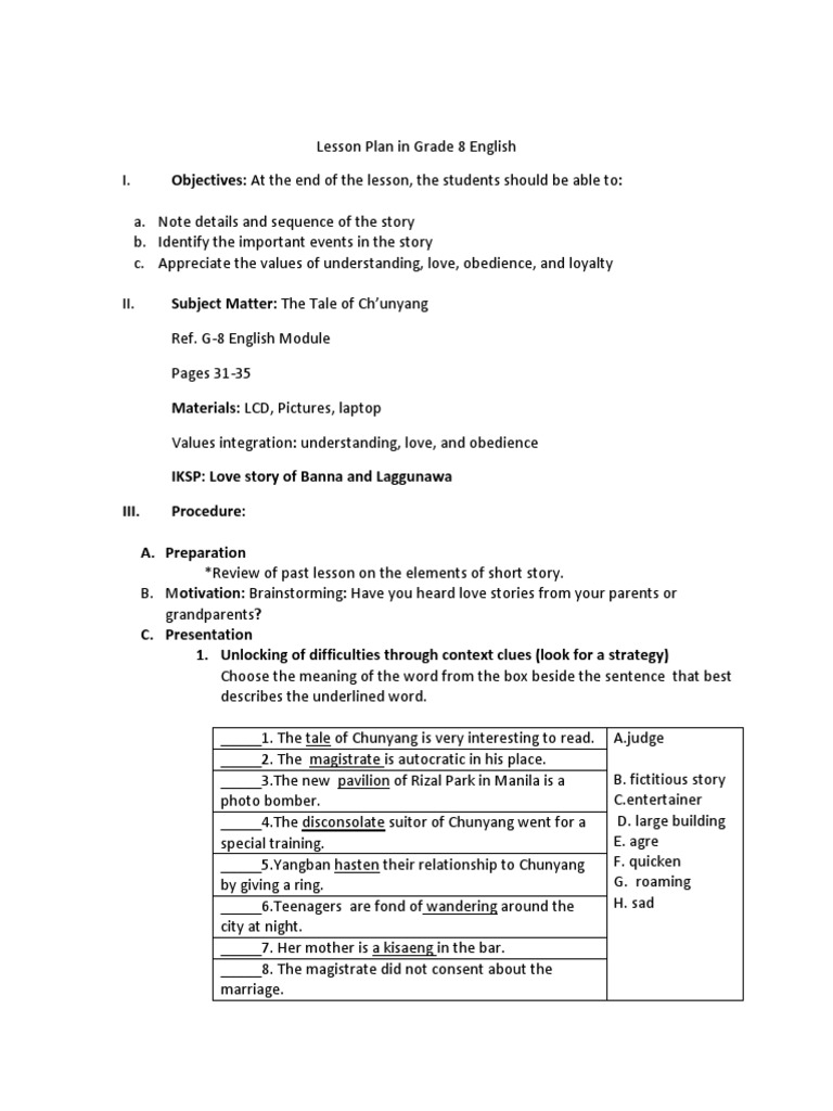 Lesson Plan-Edited | PDF | Plot (Narrative) | Cognition
