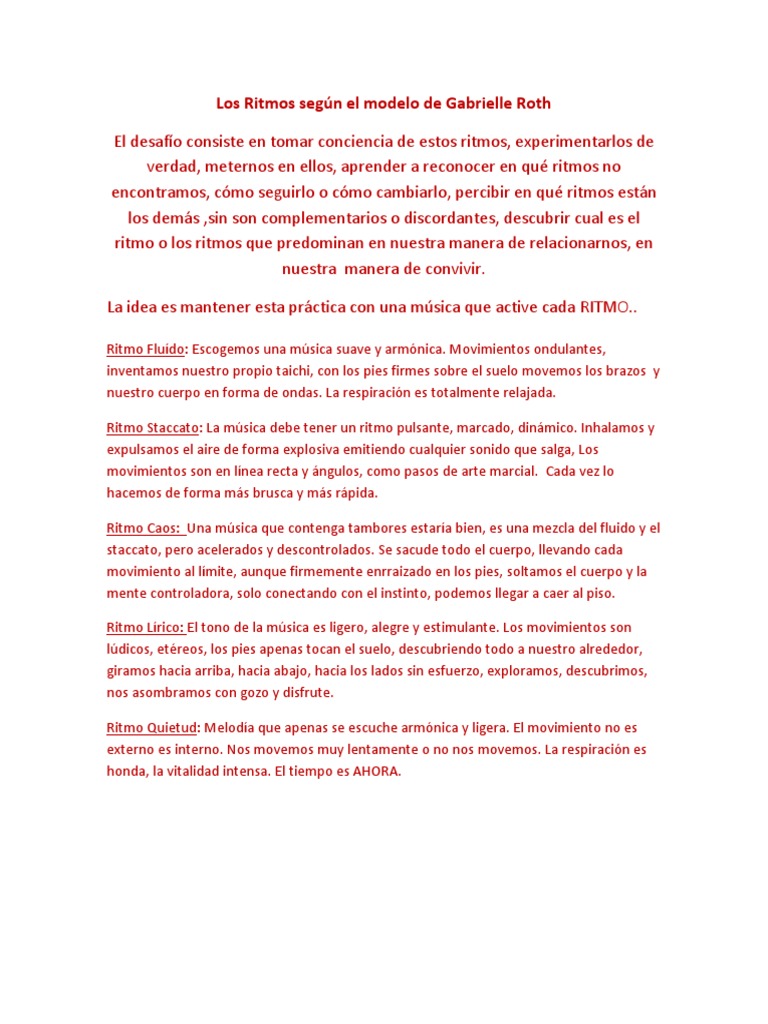 Los Ritmos Según El Modelo de Gabrielle Roth | PDF | Ritmo | Harmónica