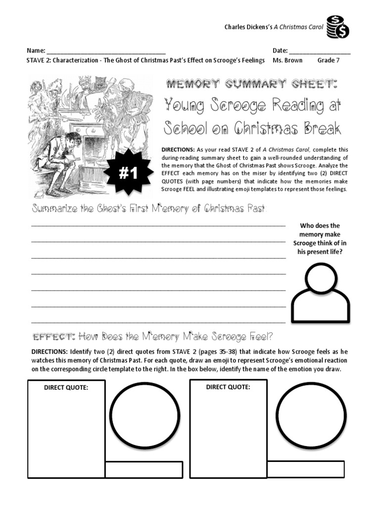 Christmas Carol - Stave 2 - During-Reading Summary Sheets - Effect of ...