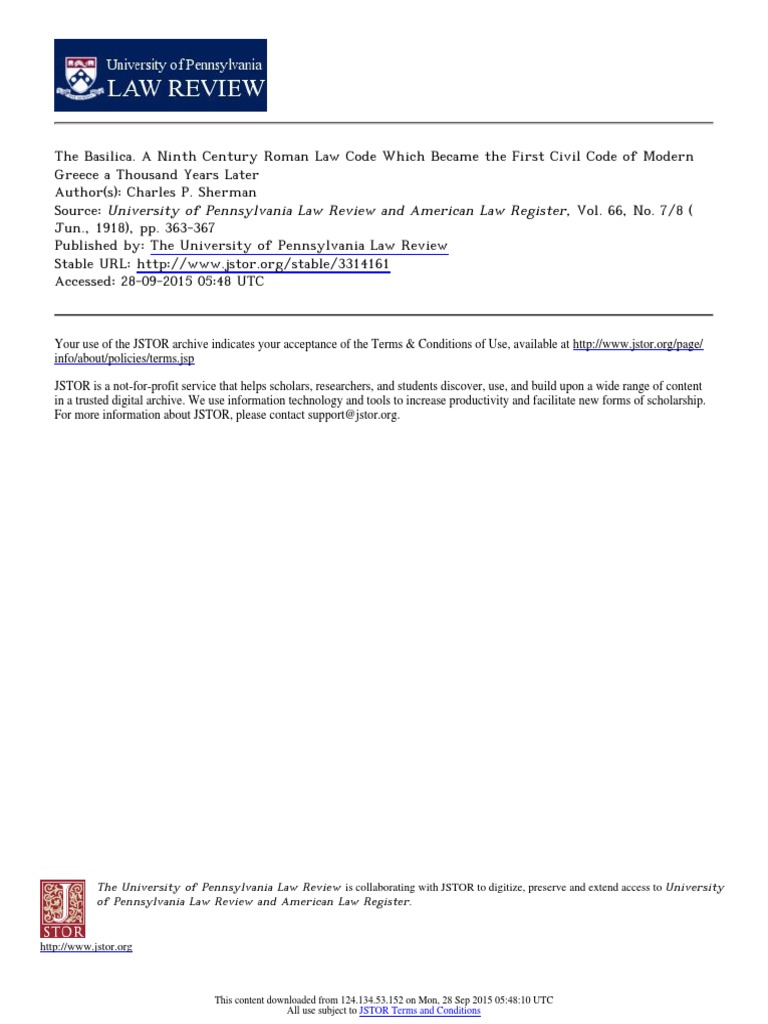 The Basilica, A 9th Roman Law | PDF | Byzantine Empire | Justinian I