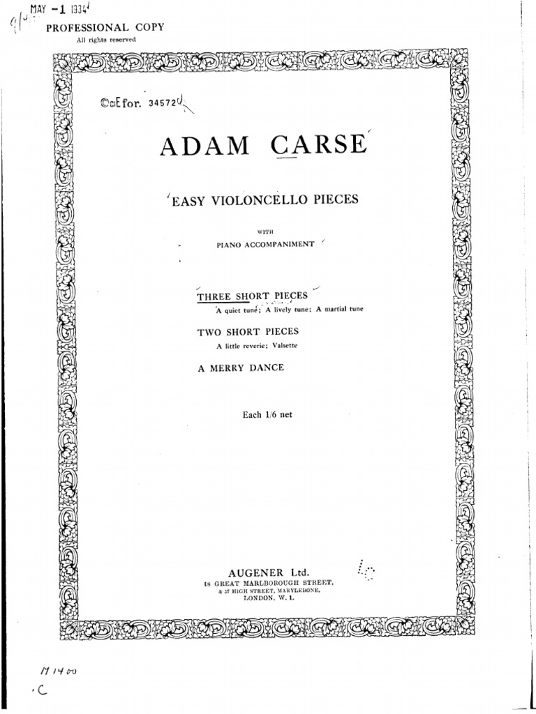 Adam Carse Cello Pieces | PDF