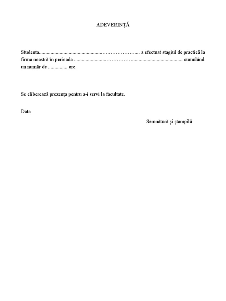 Adeverinta Practica | PDF