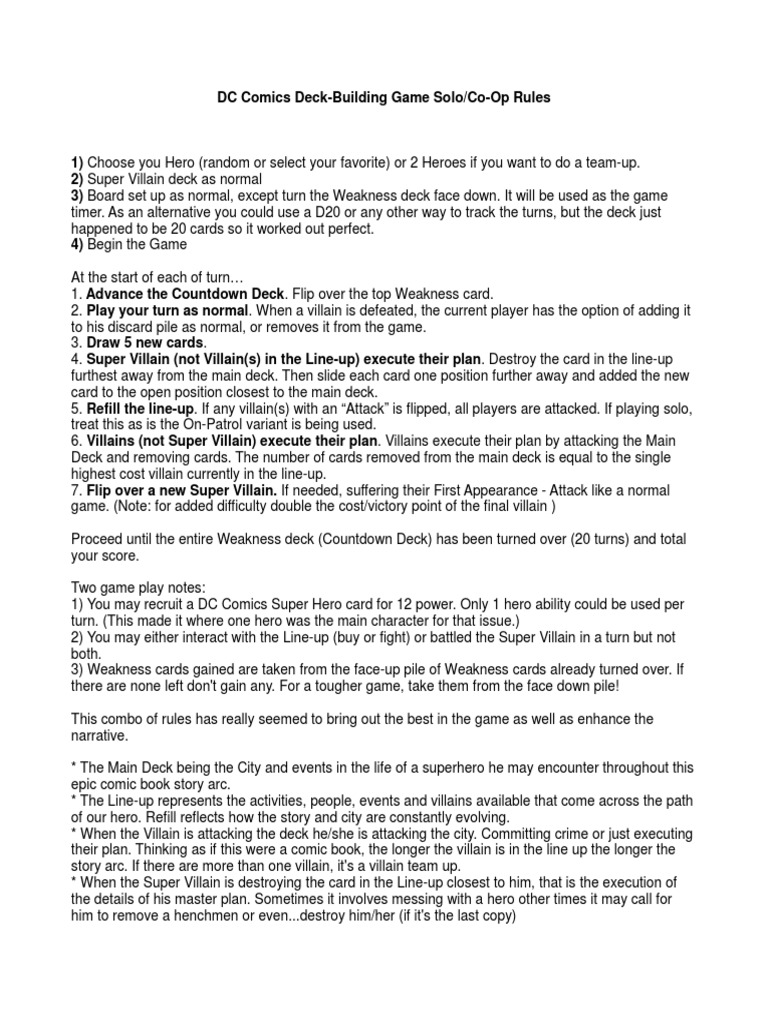 DC Comics DBG Solo | PDF | Hero | Leisure