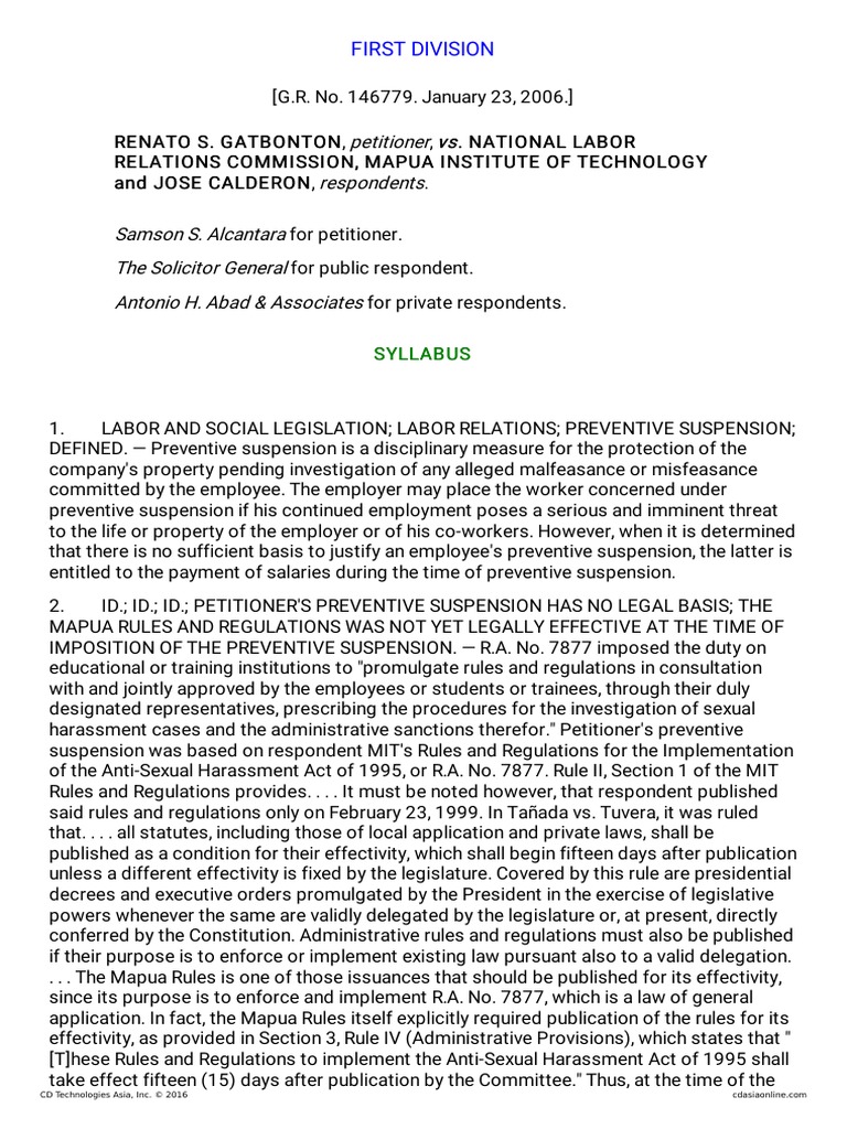 Labor Laws and Preventive Suspension | PDF | Employment | Sexual Harassment