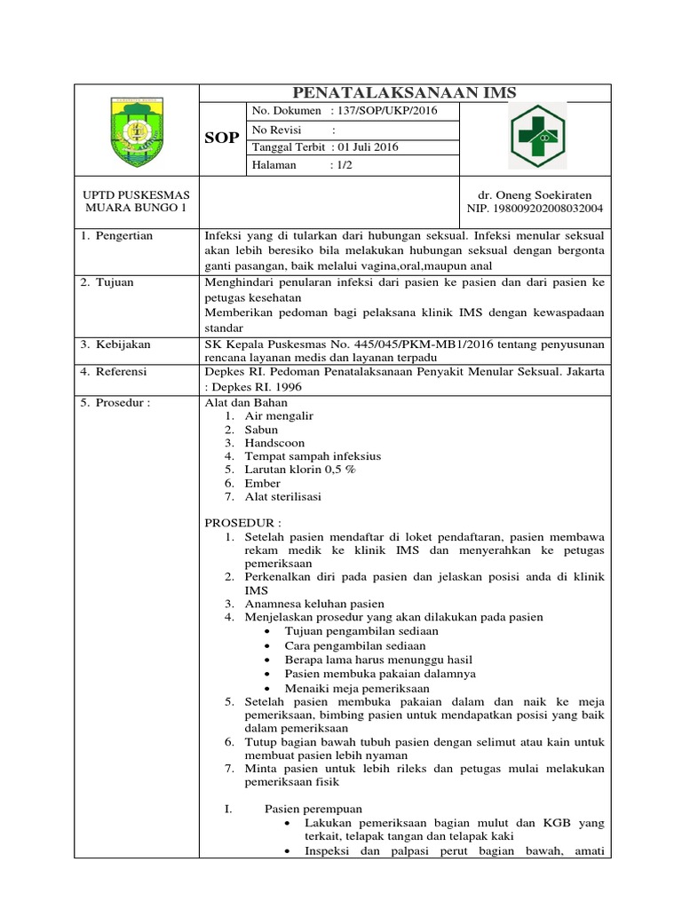 SOP Penatalaksanaan IMS | PDF