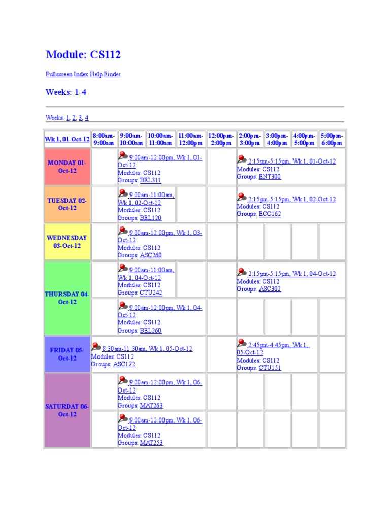 Module: CS112: Weeks: 1-4 | PDF | Sports | Leisure