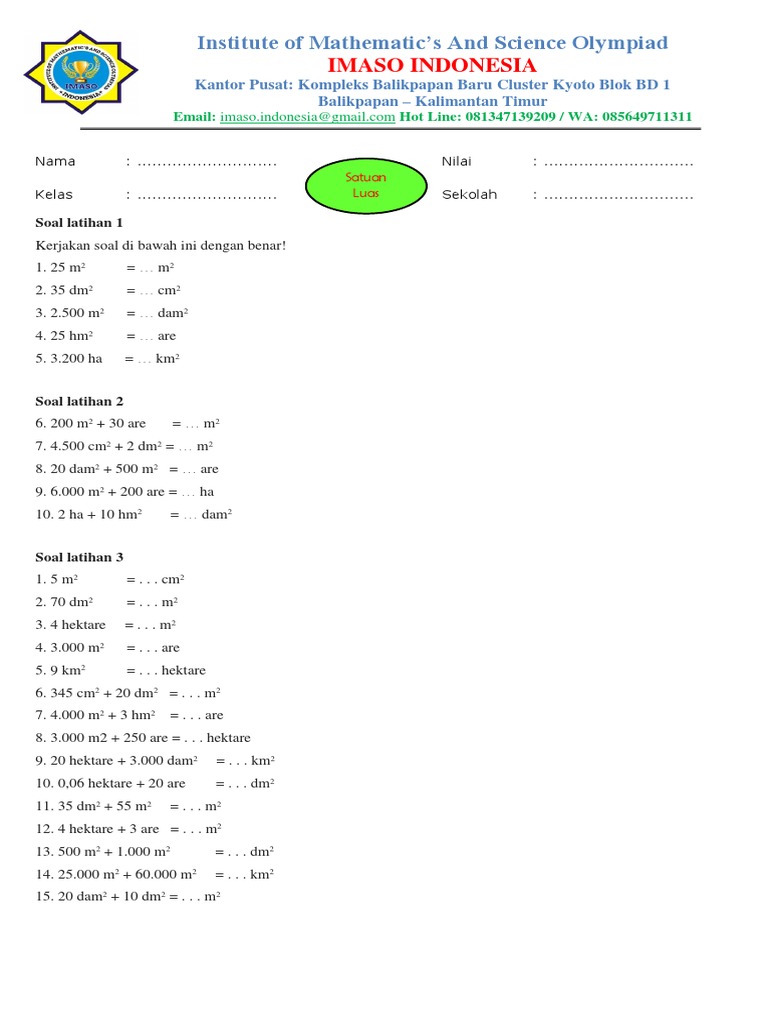 Satuan Luas | PDF