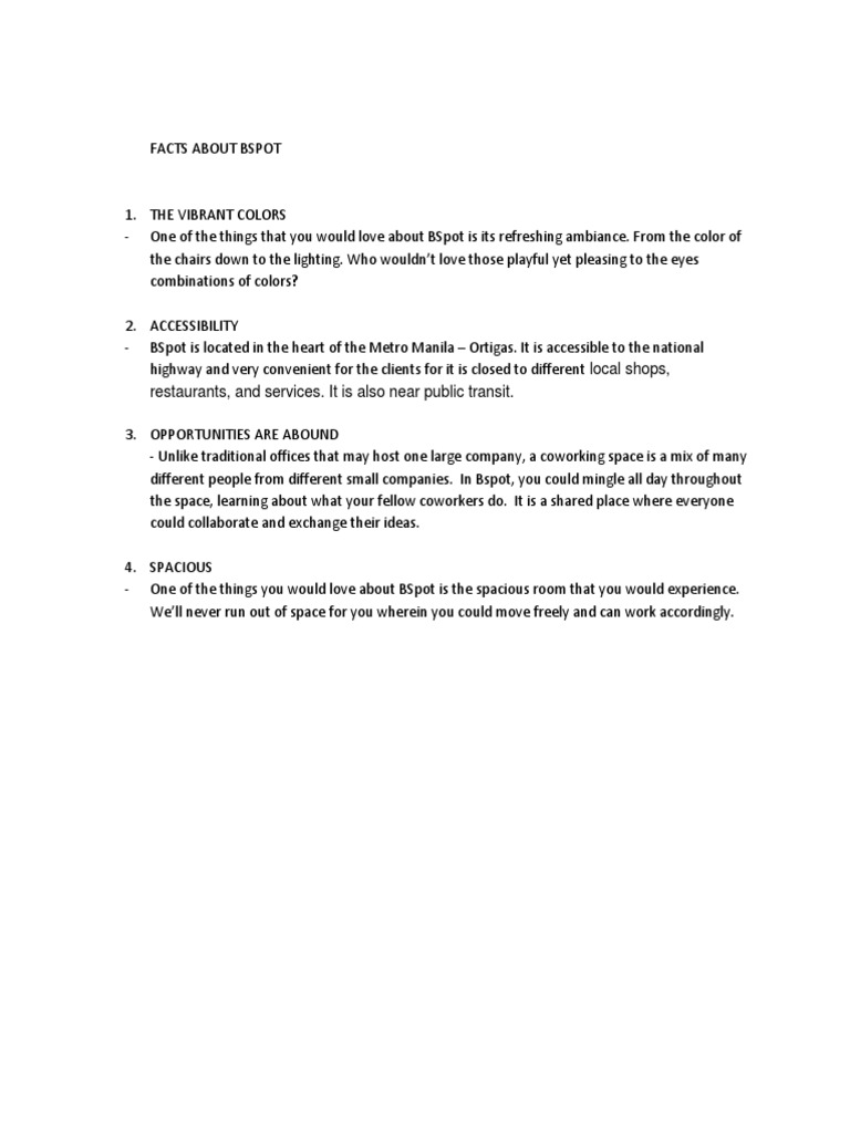 Facts About BSpot | PDF