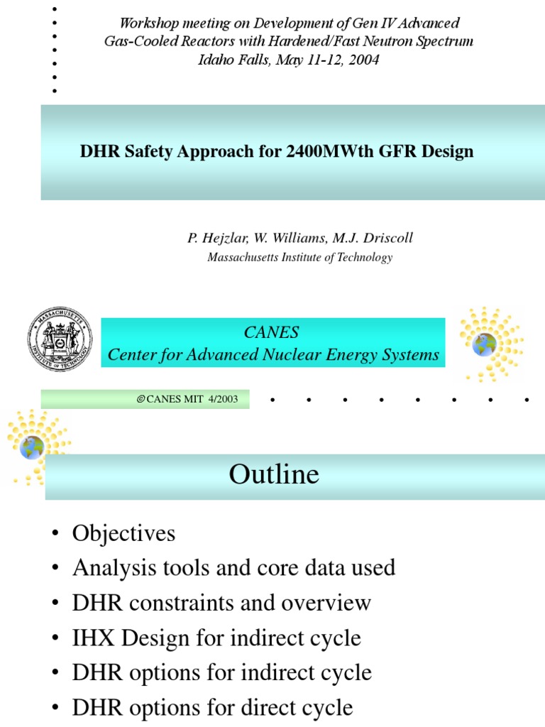 DHR Safety Approach For 2400Mwth GFR Design: Canes Center For Advanced ...