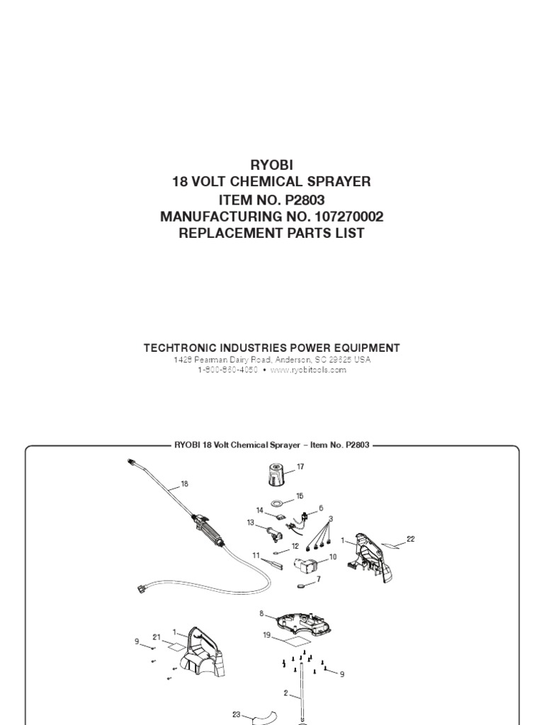 Ryobi Sprayer P2803_107270002_275_r_01 | Equipment | Manufactured Goods