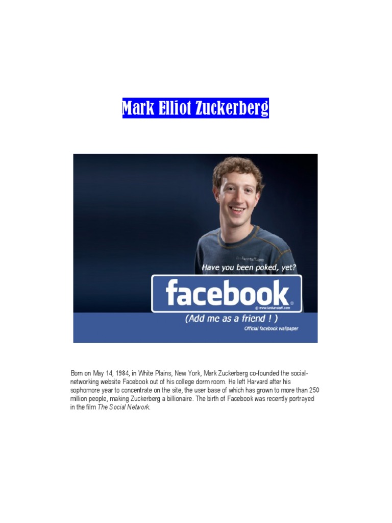 Mark Zuckerberg | PDF | Mark Zuckerberg | Facebook