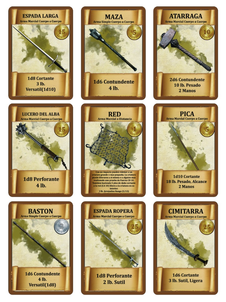 Dungeons & Dragons Equipment Cards PDF29 | PDF | Role Playing Games ...
