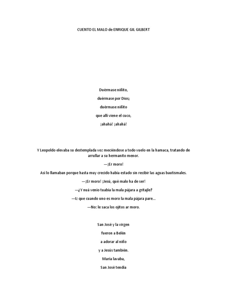 Cuento El Malo de Enrique Gil Gilbert | PDF | Religión y creencia