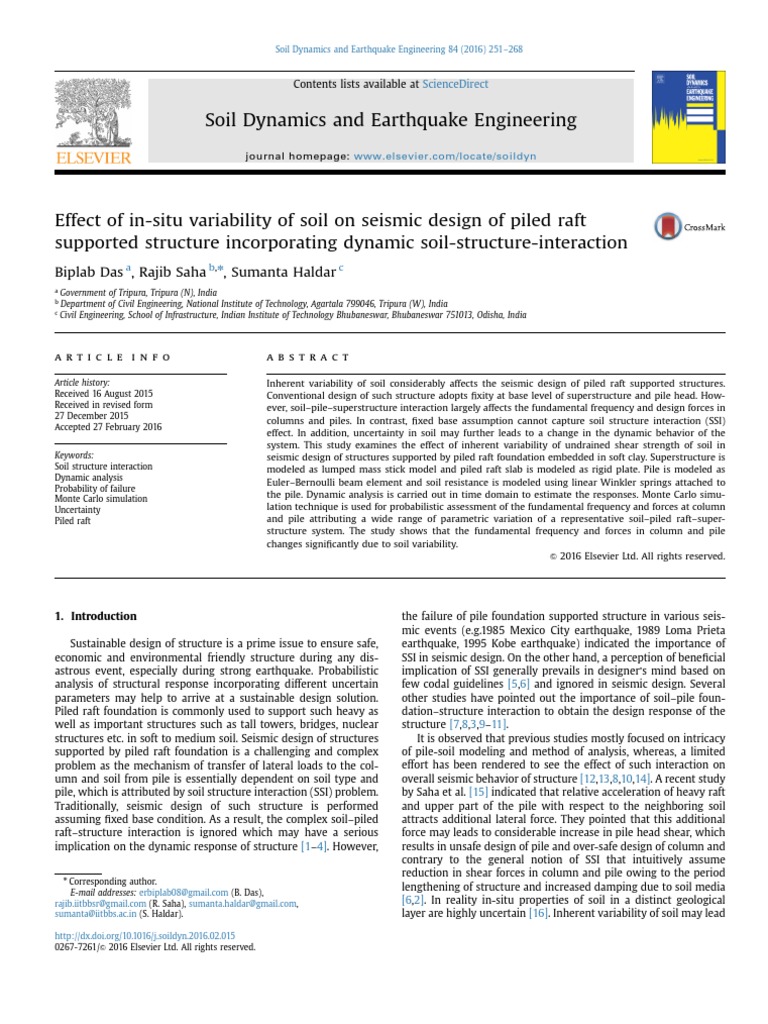 Effect of In-Situ Variability of Soil On Seismic Design of Piled Raft ...