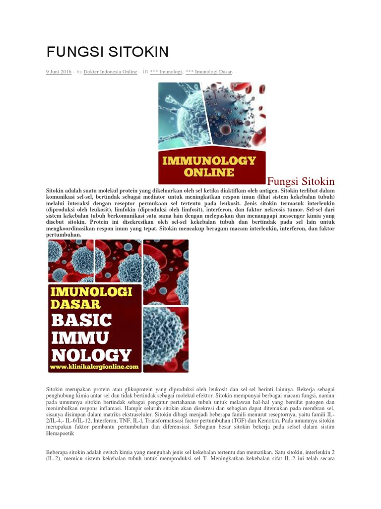 Fungsi Sitokin | PDF