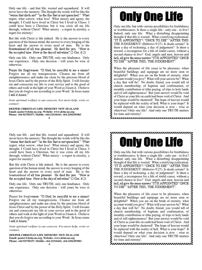 Only One Life: Make it Count for Eternity | PDF | Eternal Life ...