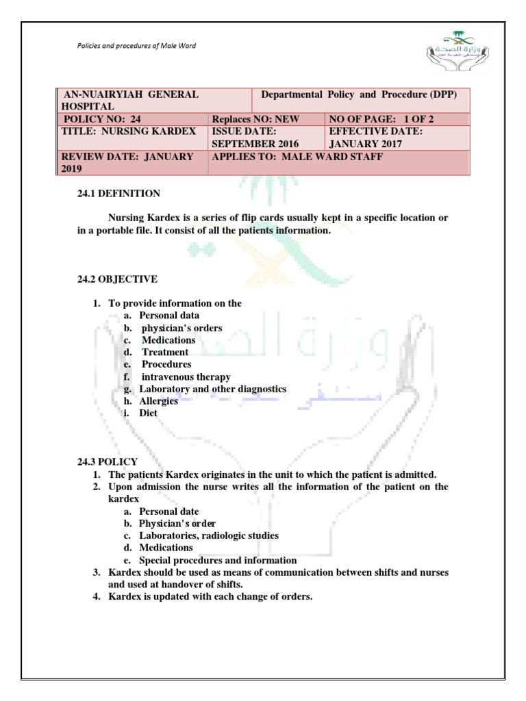 Nursing Kardex | Hospital | Nursing