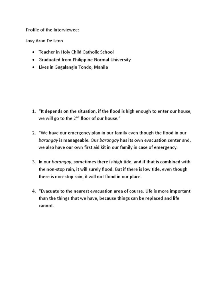 Profile of The Interviewee | PDF