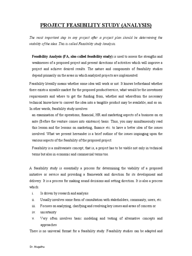 Project Feasibility Study Overview | PDF | Feasibility Study | Cost ...