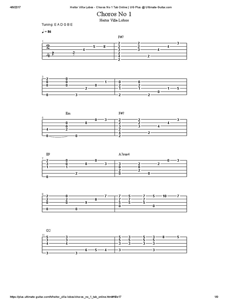 Choros No 1: Heitor Villa Lobos | PDF | Compositions