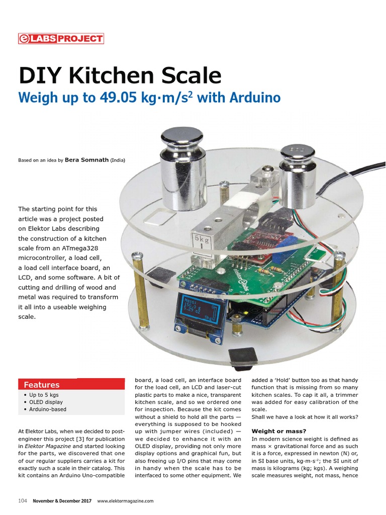 OLED Kitchen Scale With Arduino | PDF | Weighing Scale | Weight