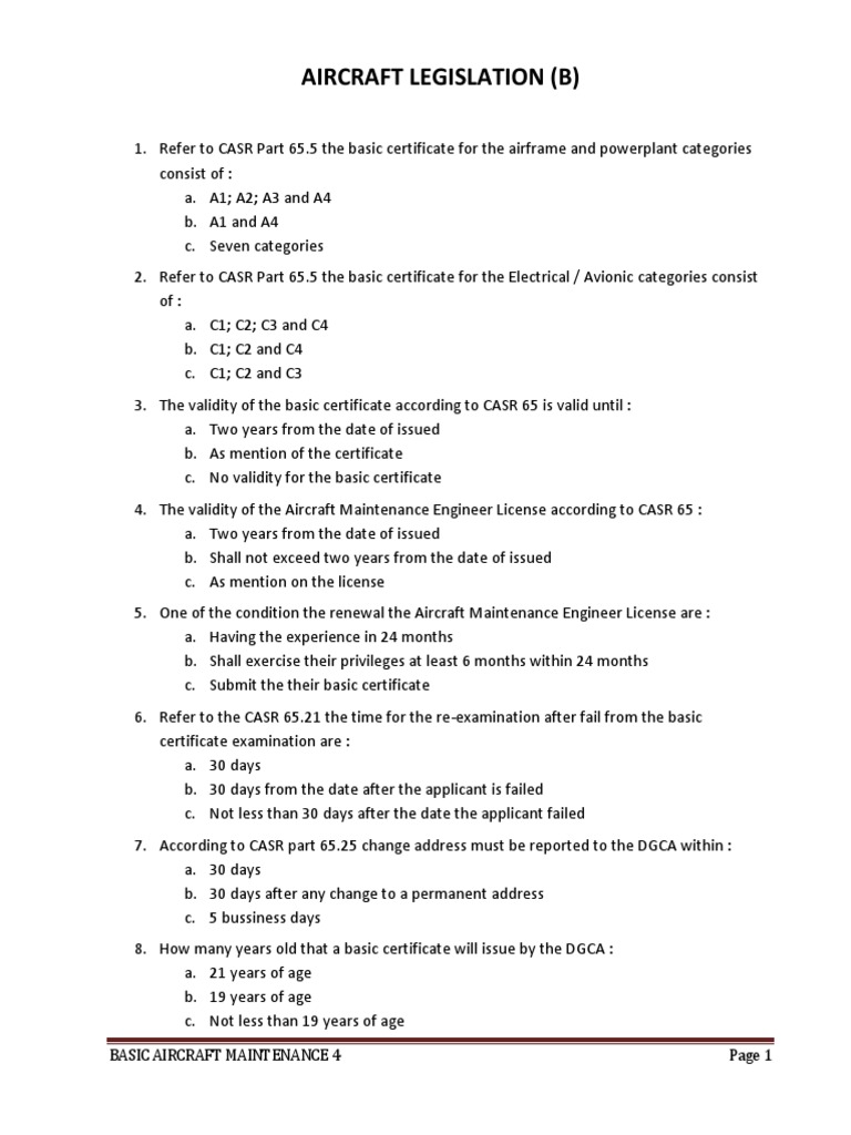 Aircraft Legislation (B) | Download Free PDF | Landing Gear | Aerospace ...