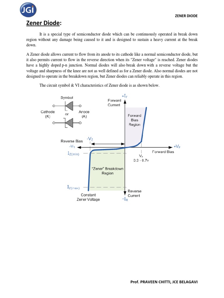 Zener Diode | PDF | Diode | Semiconductors
