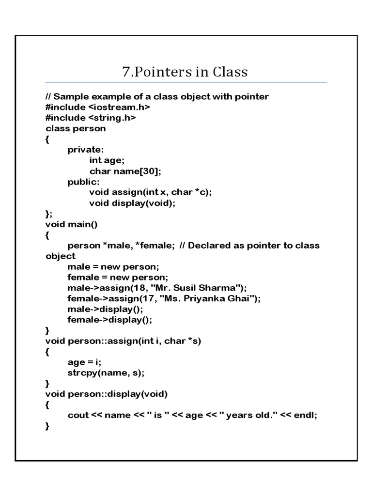 7.pointer in Class | PDF
