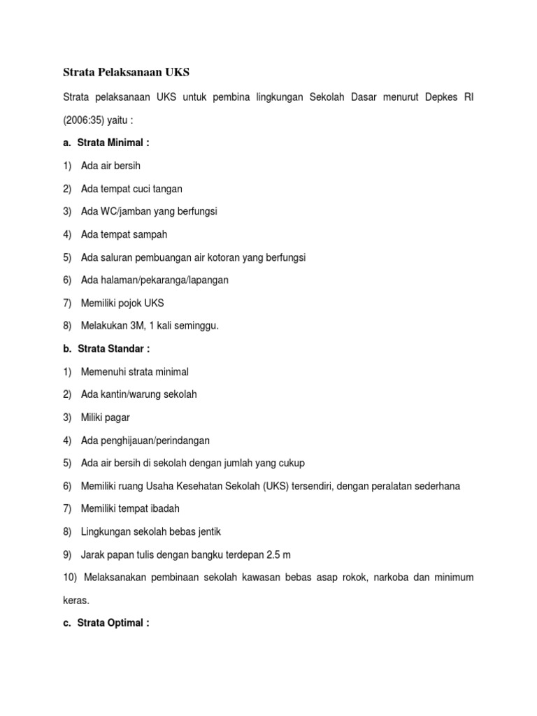 Strata Pelaksanaan UKS | PDF