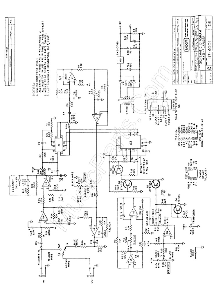 MXR 117 Flanger Service Schematic | PDF