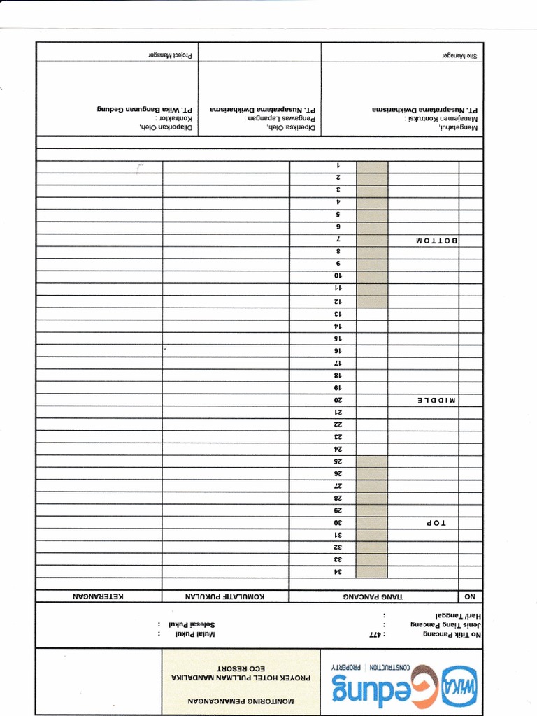 Tabel Monitoring Pemancangan | PDF