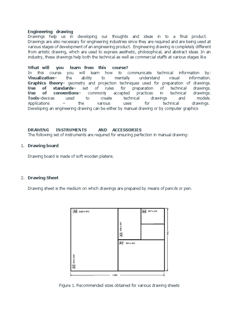 engineering drawing introductory notes | Drawing | Technical Drawing